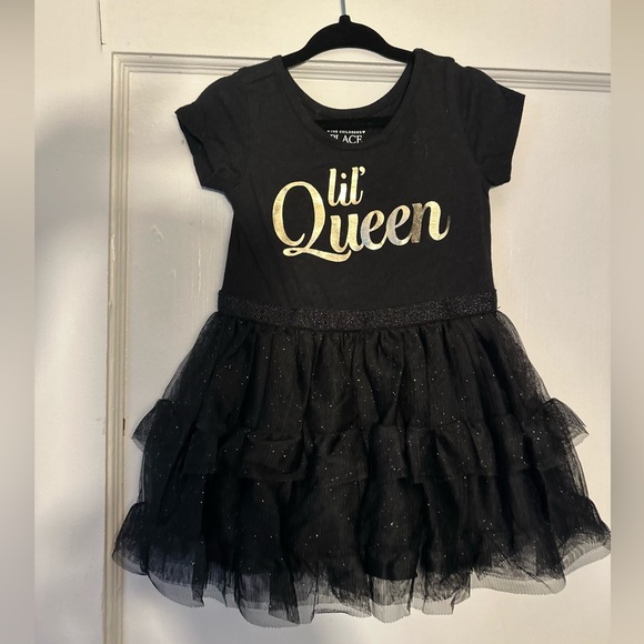 Place | Dresses | Girls Black And Gold Lil Queen Dress | Poshmark